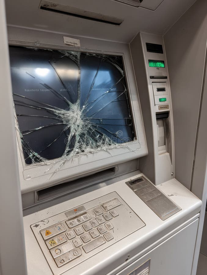 Distorted Touchscreen ATM Displaying Critical Fault Message in a Clean ...