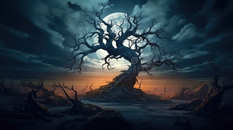 Distorted Tree Illustration Stock Illustration - Illustration of dark ...