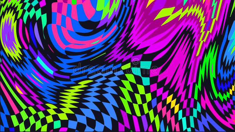 Distorted Twisted Checkered Background. Trippy Strip Psychedelic ...