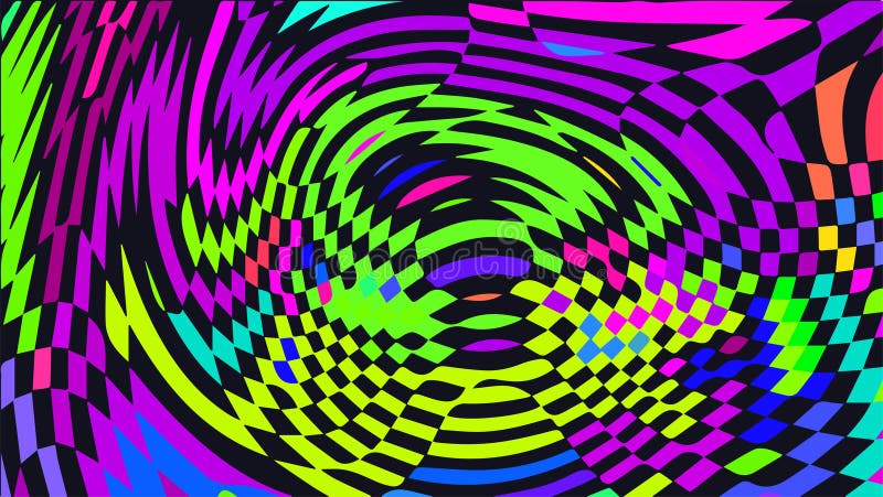Distorted Twisted Checkered Background. Trippy Strip Psychedelic ...