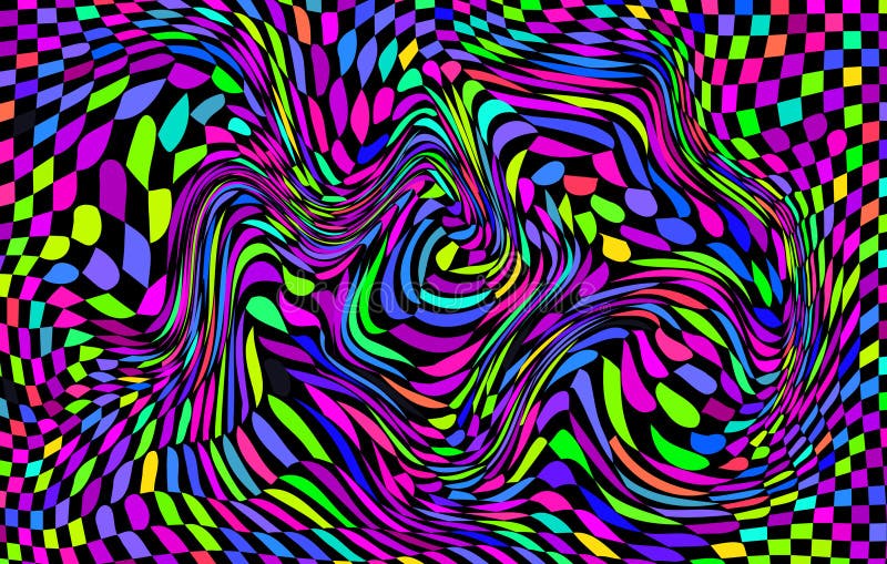Distorted Twisted Checkered Background. Trippy Strip Psychedelic ...