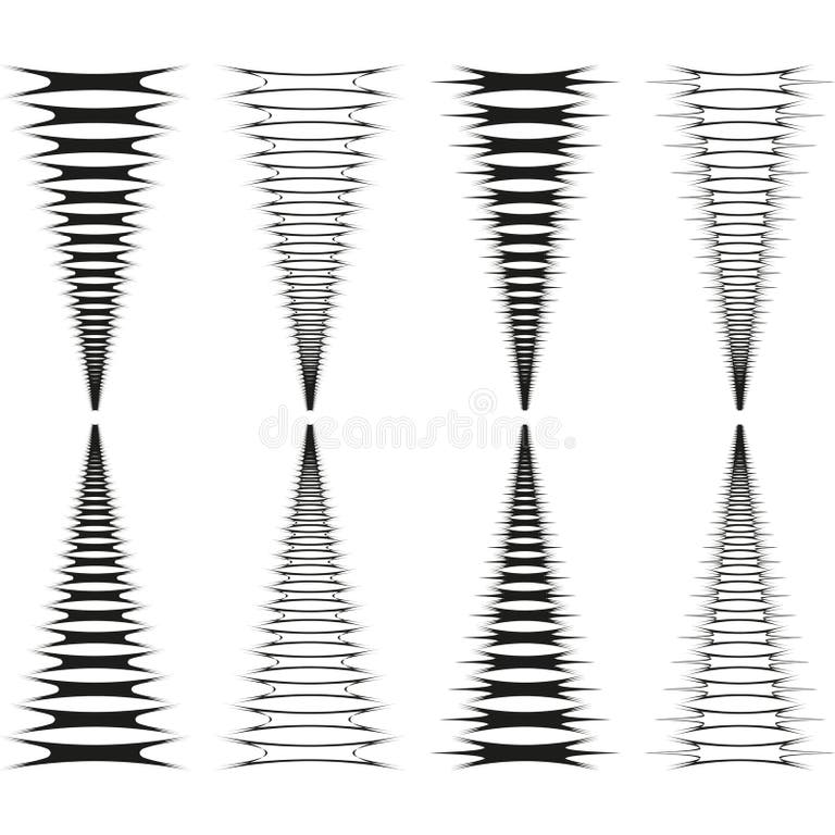 Distorted Vertical Forms. Abstract Tapered Shapes. Black White Line ...