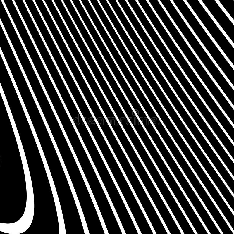 Distorted, Warped Lines Geometric Monochrome Pattern. Black and Stock ...