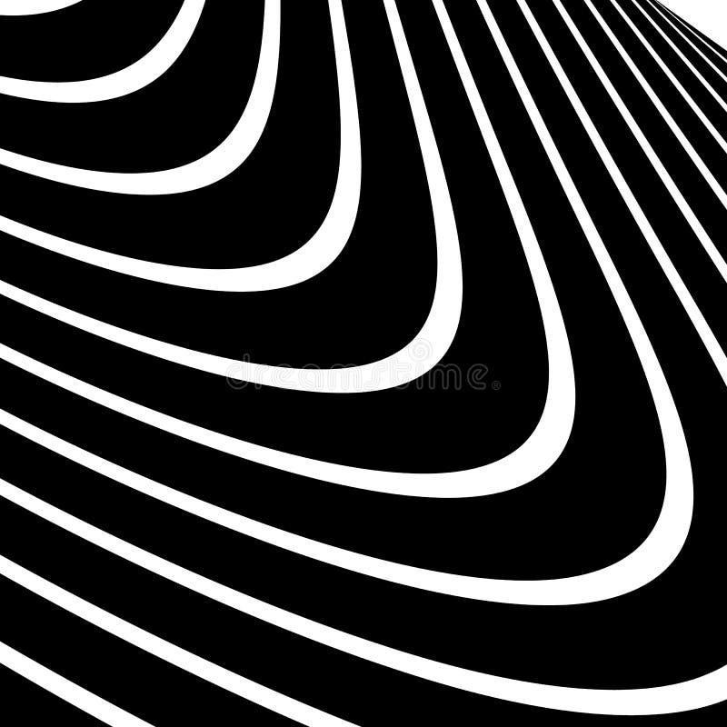 Distorted, Warped Lines Geometric Monochrome Pattern. Black and Stock ...