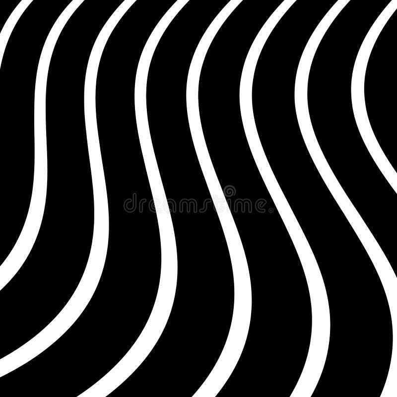 Distorted, Warped Lines Geometric Monochrome Pattern. Black and Stock ...