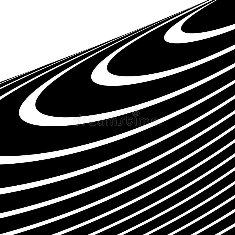 Distorted, Warped Lines Geometric Monochrome Pattern. Black and Stock ...