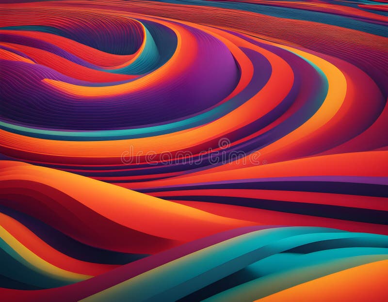 A Distorted Wave Field Scene, Pulsating with Vibrant Colors and Dynamic ...