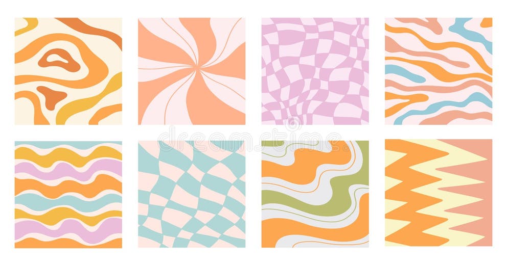 Distorted Wavy Patterns Square Background Set Stock Vector ...