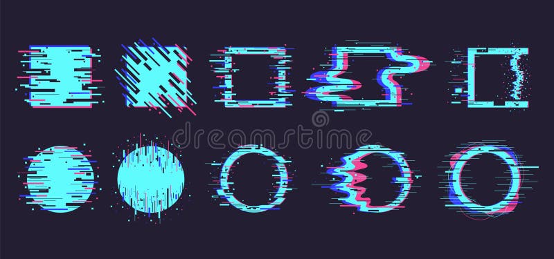 Distortion Dynamic Square and Circle Elements, Technology Noise Defect ...