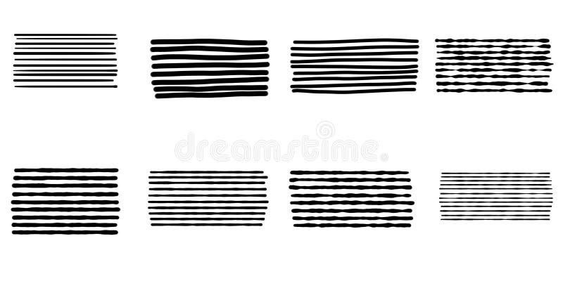 Distortion Line. Set of Geometric Wavy Stripe. Black Glitch Minimal ...