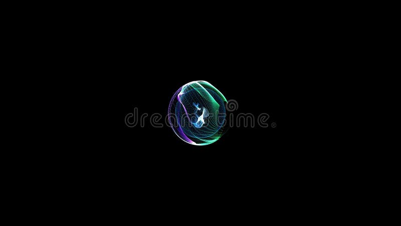 Distortion Waves on Abstract Sphere of Particles. Digital Data Splash ...
