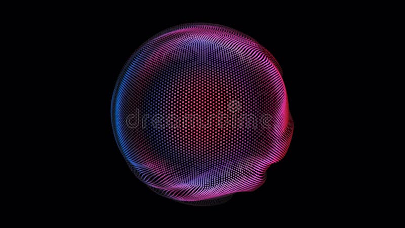 Distortion Waves on Abstract Sphere of Particles Loop. Digital Data ...