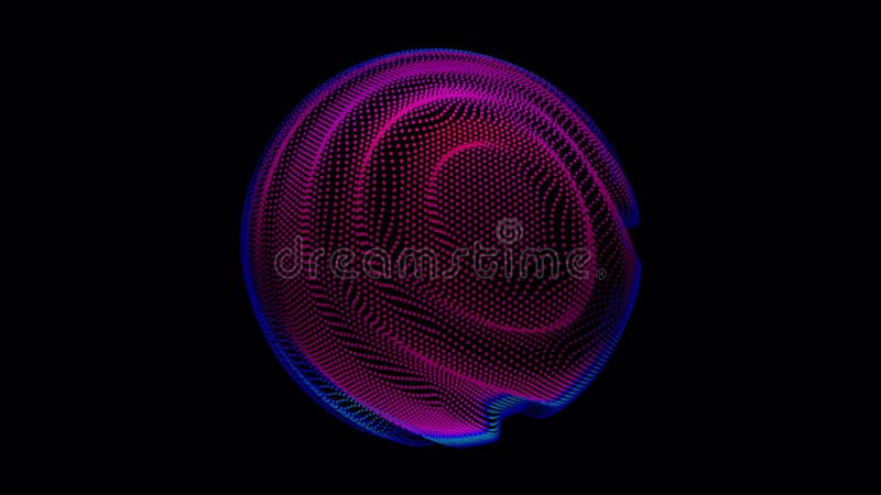 Distortion Waves on Abstract Sphere of Particles Loop. Digital Data ...