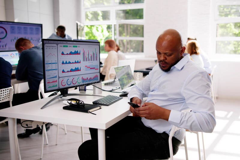 Distracted Businessman Using Mobile Phone Stock Image - Image of ...