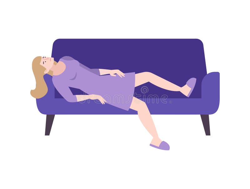 Distracted Lying Woman Composition Stock Illustration - Illustration of ...