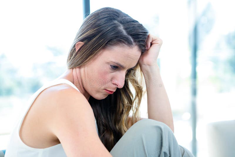 Distracted Woman with Her Head in Her Hands Stock Image - Image of ...