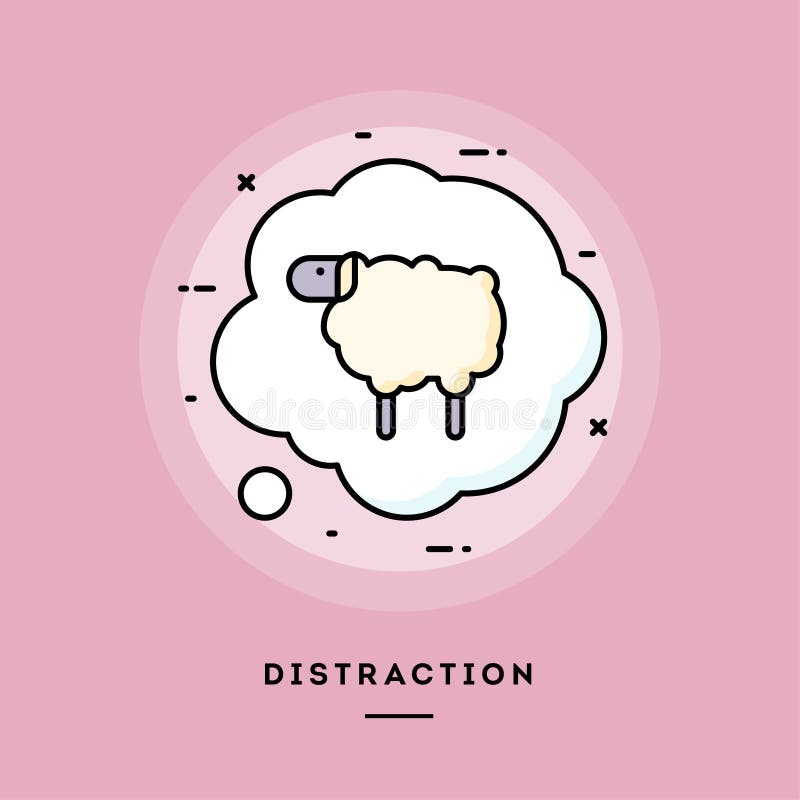 Distraction, Flat Design Thin Line Banner. Stock Vector - Illustration ...