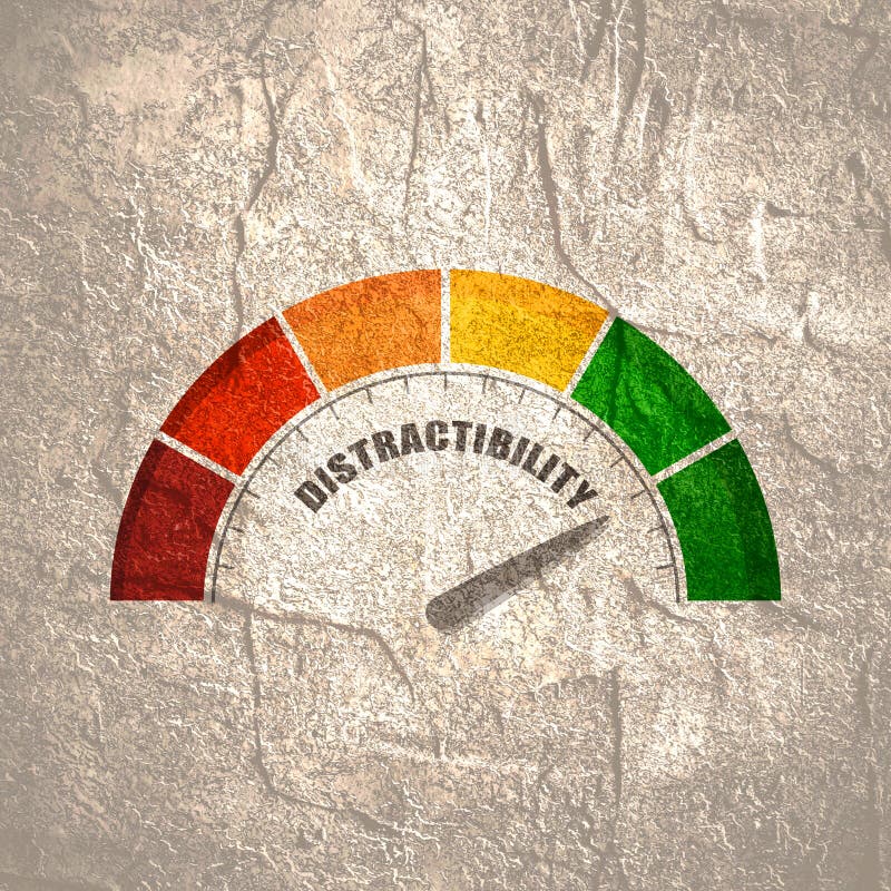 Distraction Measuring Device with Arrow and Scale. Social Media or ...