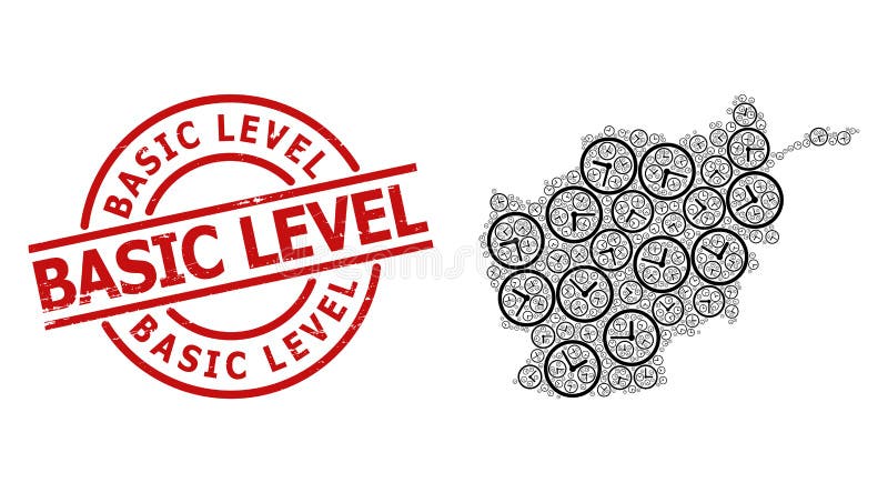 Distress Basic Level Badge and Clock Collage of Afghanistan Map Stock ...