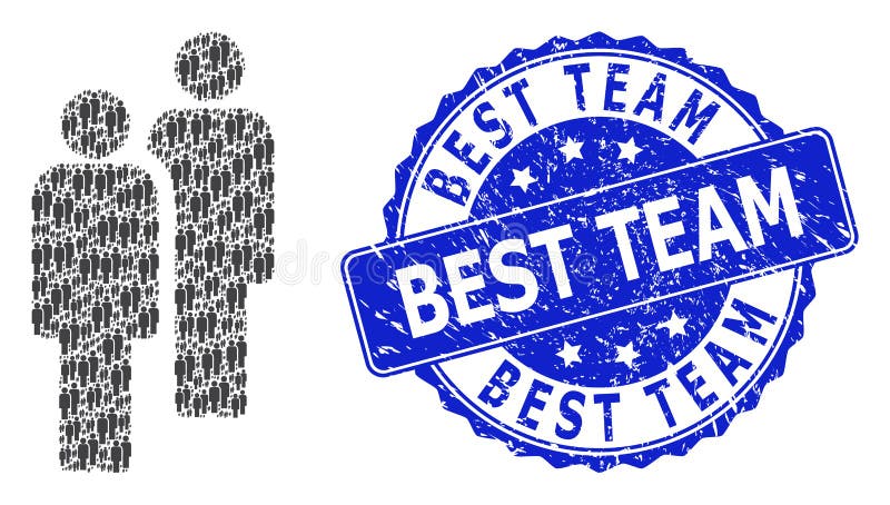 Distress Best Team Round Watermark and Recursive Men Icon Composition ...