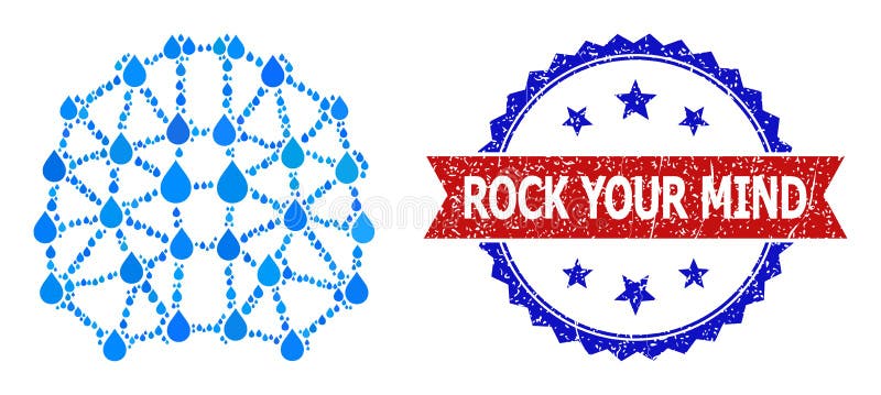 Distress Bicolor Rock Your Mind Seal and Mosaic Artificial Brain of ...