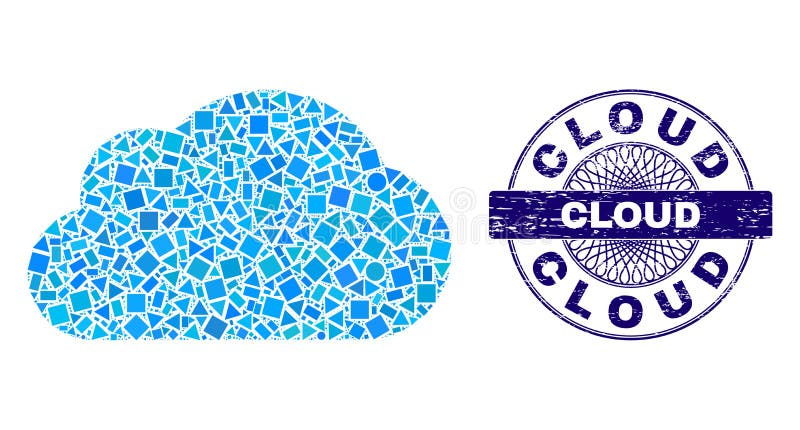 Distress Cloud Stamp Seal and Geometric Cloud Mosaic Stock Vector ... Distress Cloud Stamp Seal and Geometric Cloud Mosaic Stock Vector ...