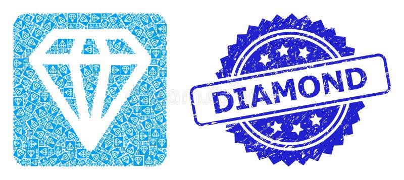 Distress Diamond Watermark and Recursive Diamond Icon Composition Stock ...