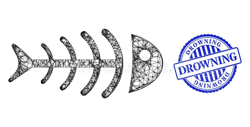 Distress Drowning Seal and Hatched Dead Fish Web Mesh Stock Vector ...