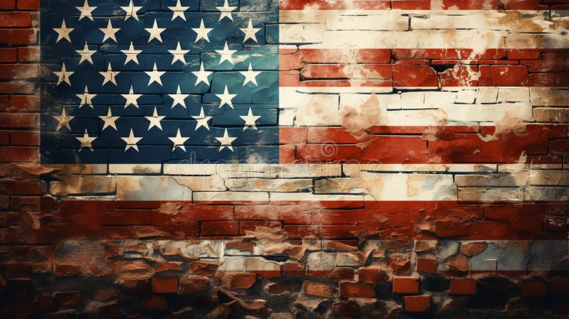 Distress Grunge Texture Flag of Usa on a Brick Wall Stock Image - Image ...