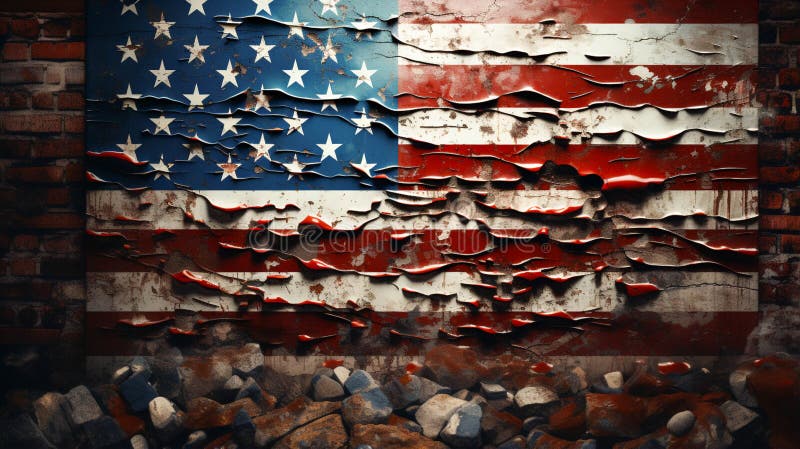 Distress Grunge Texture Flag of Usa on a Brick Wall Stock Photo - Image ...