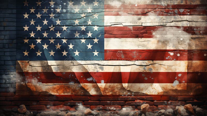 Distress Grunge Texture Flag of Usa on a Brick Wall Stock Photo - Image ...