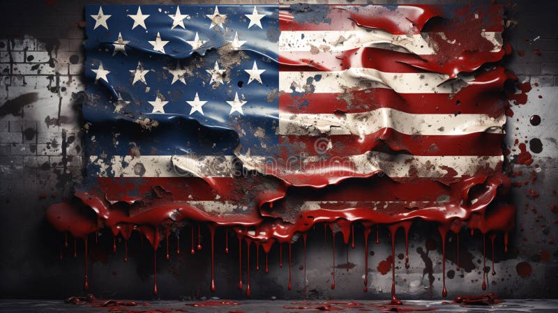 Distress Grunge Texture Flag of Usa on a Brick Wall Stock Image - Image ...