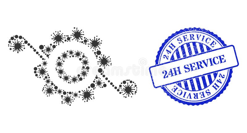 Distress 24H Service Seal and Virus Gear Solution Collage Icon Stock ... Distress 24H Service Seal and Virus Gear Solution Collage Icon Stock ...