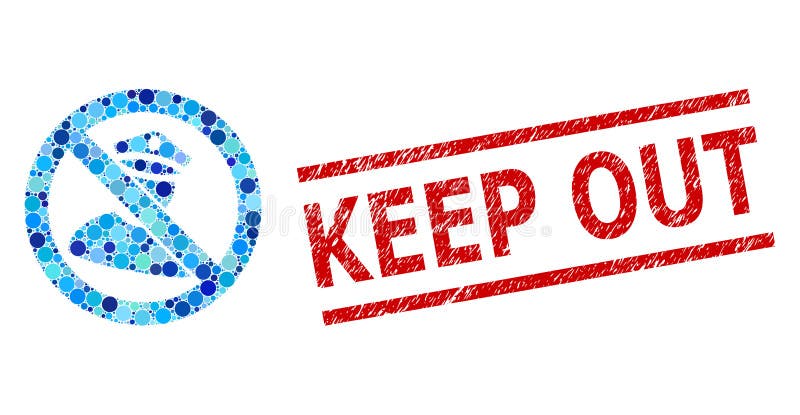 Distress Keep Out Stamp Imitation and No Policeman Mosaic of Circles ...