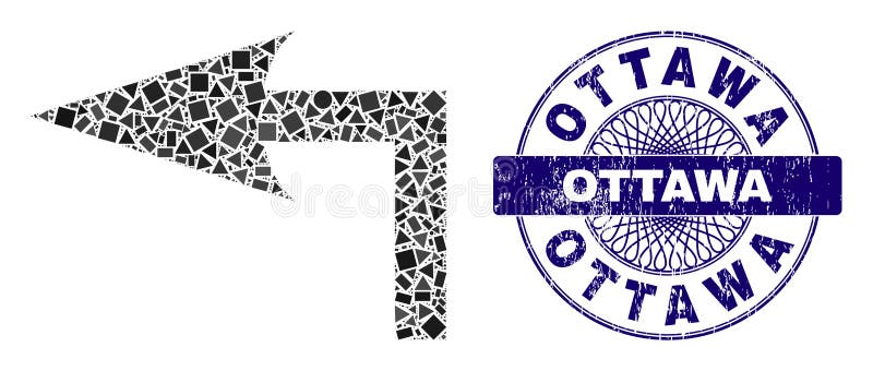 Distress Ottawa Seal and Geometric Turn Left Mosaic Stock Vector ... Distress Ottawa Seal and Geometric Turn Left Mosaic Stock Vector ...