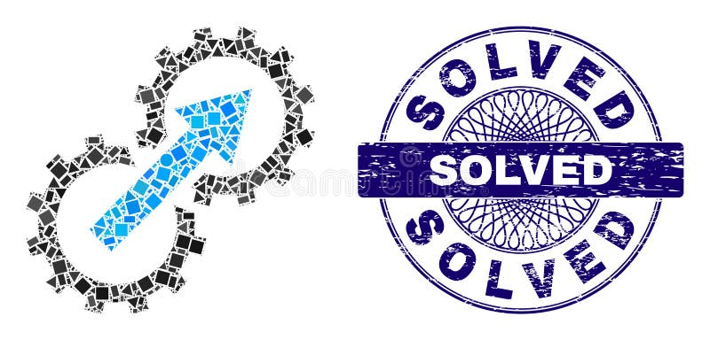 Distress Solved Stamp Seal and Geometric Gear Integration Mosaic Stock ... Distress Solved Stamp Seal and Geometric Gear Integration Mosaic Stock ...