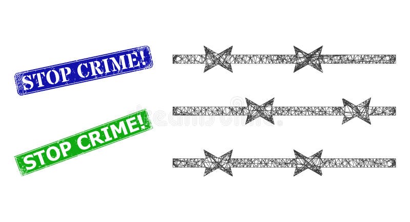Vector Barbed Wire Fence Collage of Dots with Textured Stop Crime ...