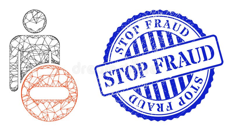 Distress Stop Fraud Stamp Seal and Network Remove Man Figure Web Mesh ...