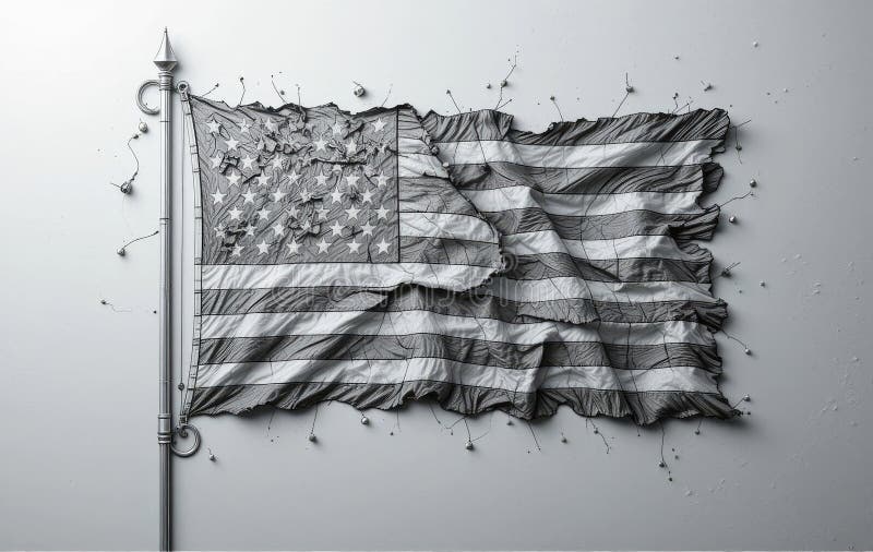 Distressed American Flag Illustration with Unique Artistic Textures and ...