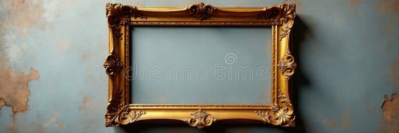 Distressed Antique Gold Frame on Textured Wall, Rustic Frame, Display ...