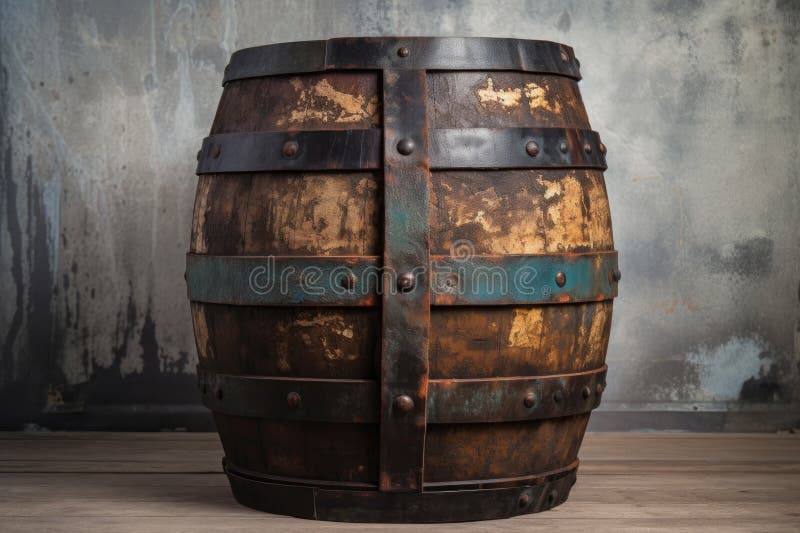 Distressed Barrel with Rusted Metal Bands Stock Image - Image of ...