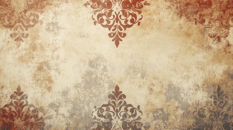 Distressed Beige Background with Ornate Floral Design Stock ...