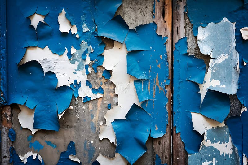 Distressed Blue Paint Facade Revealing Layers of History and ...
