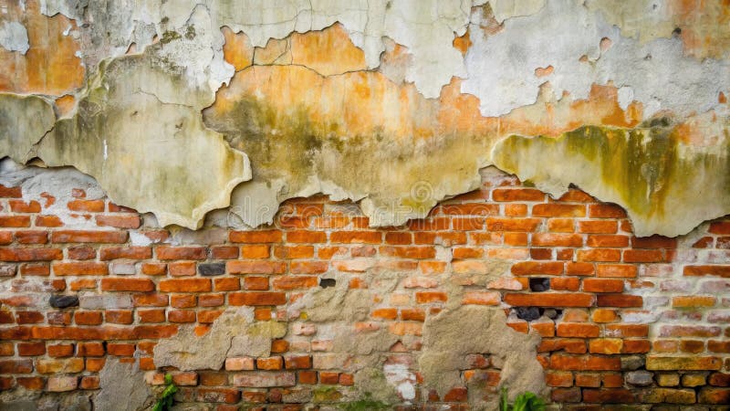 Distressed Brick and Plaster Wall Texture Aged, Weathered Surface with ...