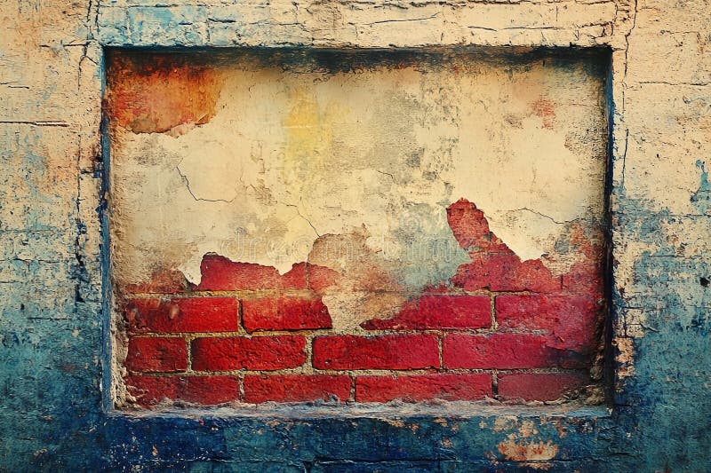 Distressed Brick and Plaster Wall Texture with Rectangular Inset ...