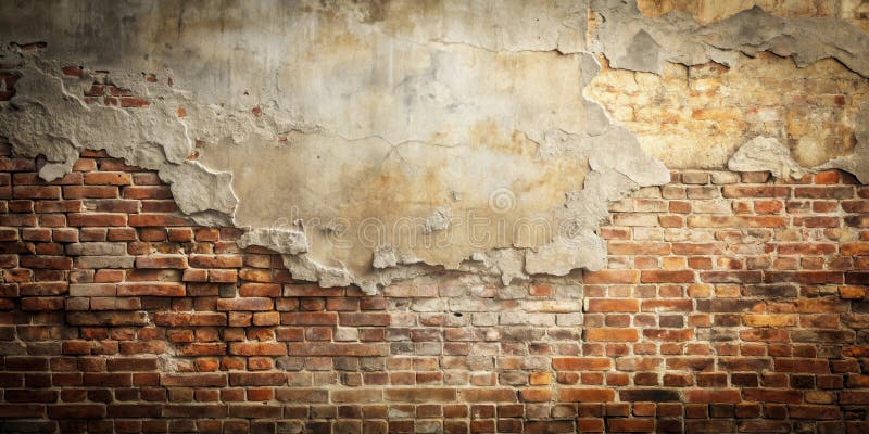 Distressed Brick Wall with Aged Plaster Texture, Showing Decay and Time ...