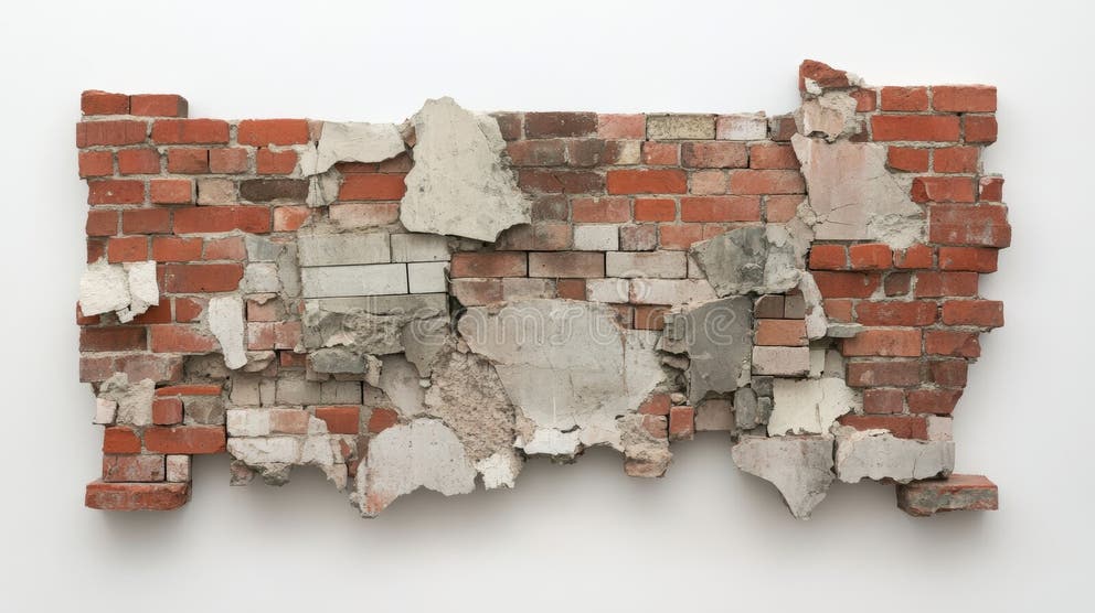 Distressed Brick Wall Texture Fragmented Plaster and Weathered Bricks ...