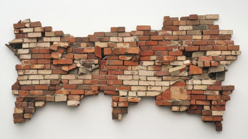 Distressed Brickwork Background Fragmented Wall Texture with Detailed ...