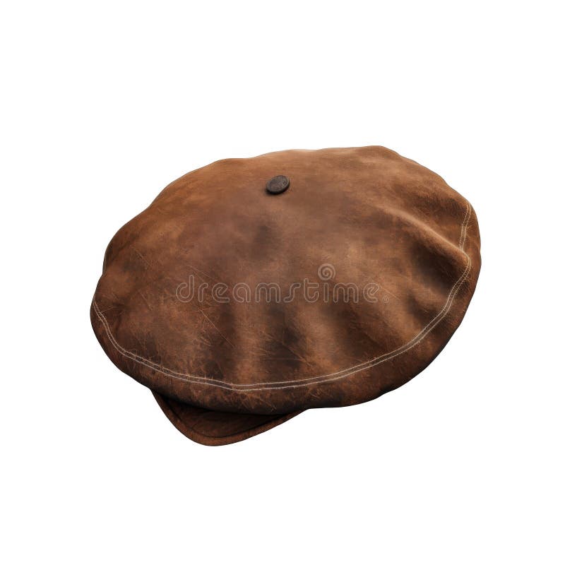 Distressed Brown Leather Newsboy Cap with Button Stock Photo ...
