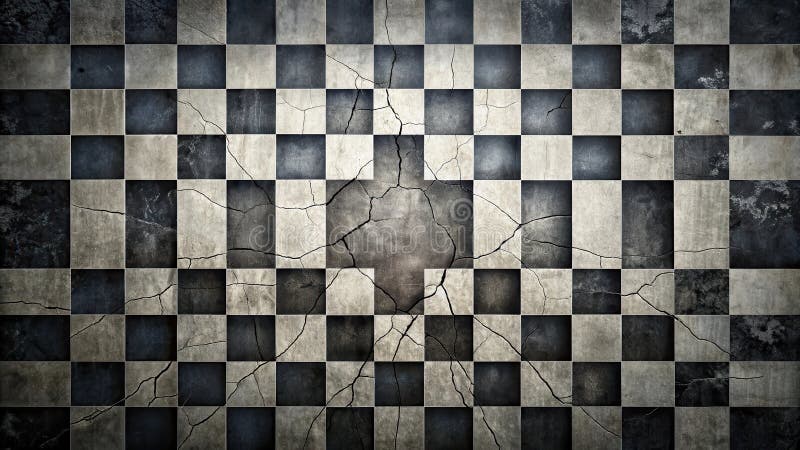 A Distressed Checkerboard Pattern with Extensive Cracking and Fissures ...